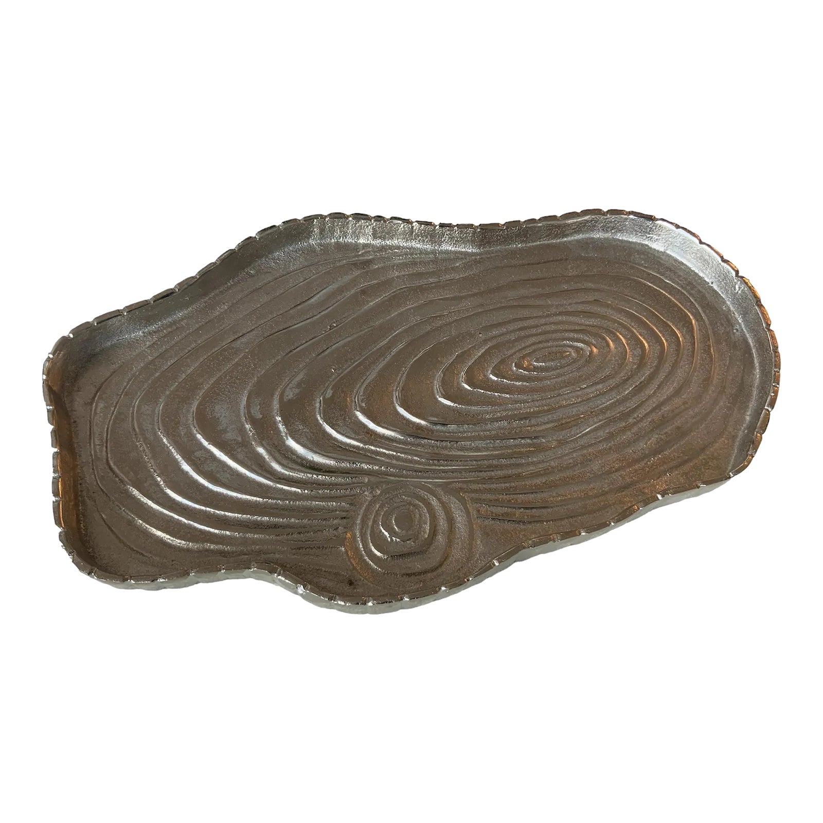 Silver-Tone Metal Tree Tray | Chairish