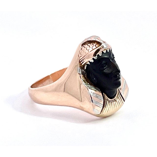 1960s Egyptian Revival Black Onyx Pharaoh Ring Size 5.75 | Chairish