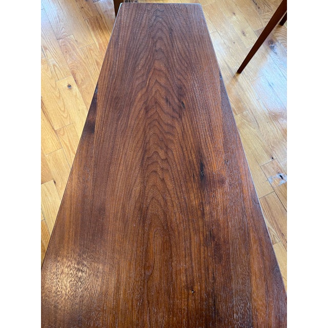 Custom Black Walnut Wing Side Table With Drawer | Chairish