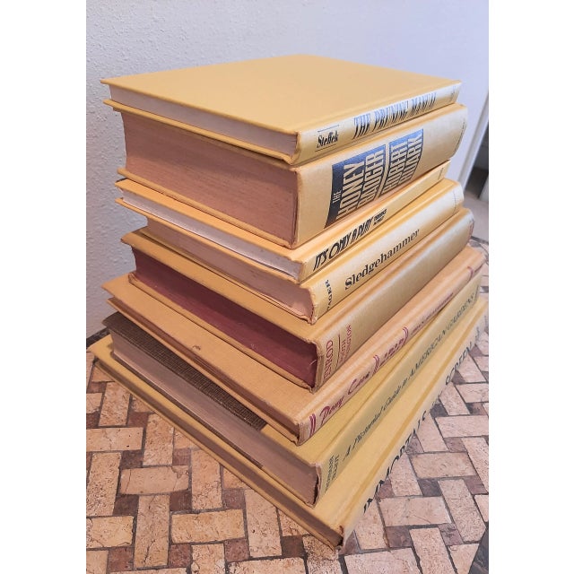 Vintage Sunny Yellow Bookstack Library Book Decorative Color | Chairish