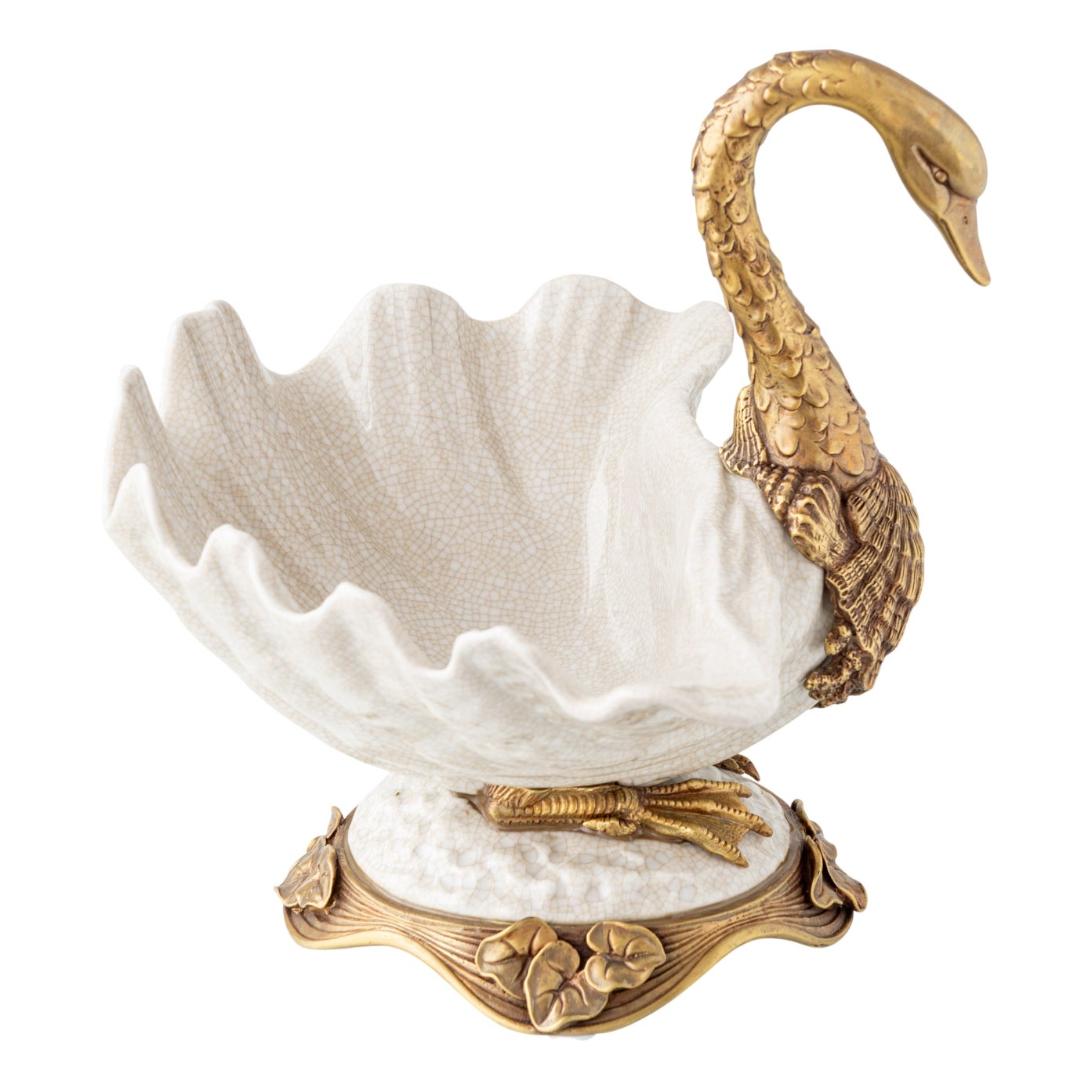 Hollywood Regency Sculptural Porcelain Swan Bowl | Chairish