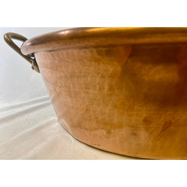 Antique Hammered Copper Jam Preserving Pan / Pot With Brass Handles ...