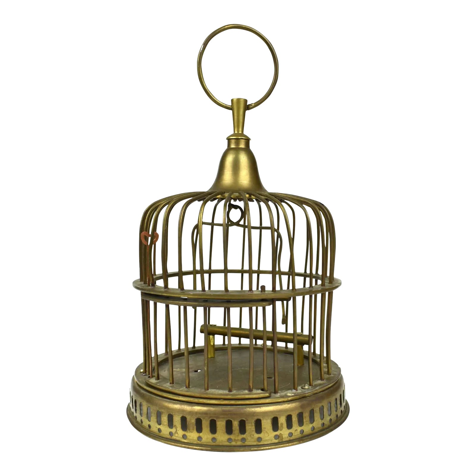 Vintage Small Decorative Solid Brass Hanging Table Top Birdcage | Chairish