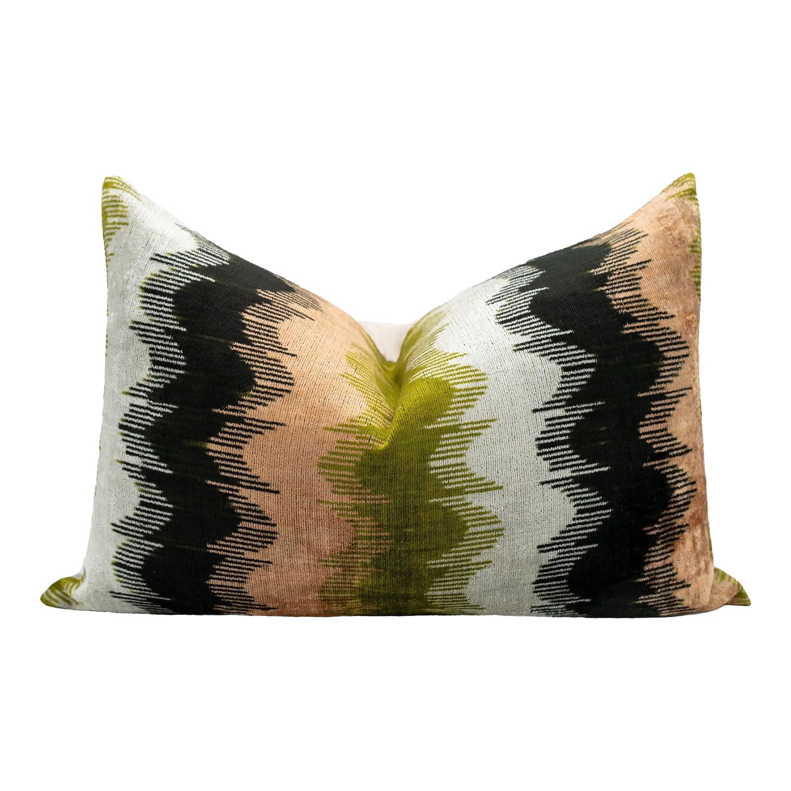 Earthy Wave Pattern Modern Beige, Green, Black & White Throw Pillow ...