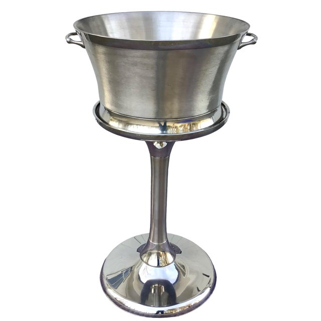Frontgate Metal Beverage Ice Bucket on Stand | Chairish