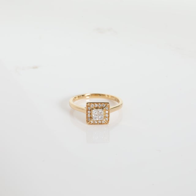 Invisible Set Square Diamond Ring In 18K Yellow Gold 0.24 Ctw Size 6.25 ...
