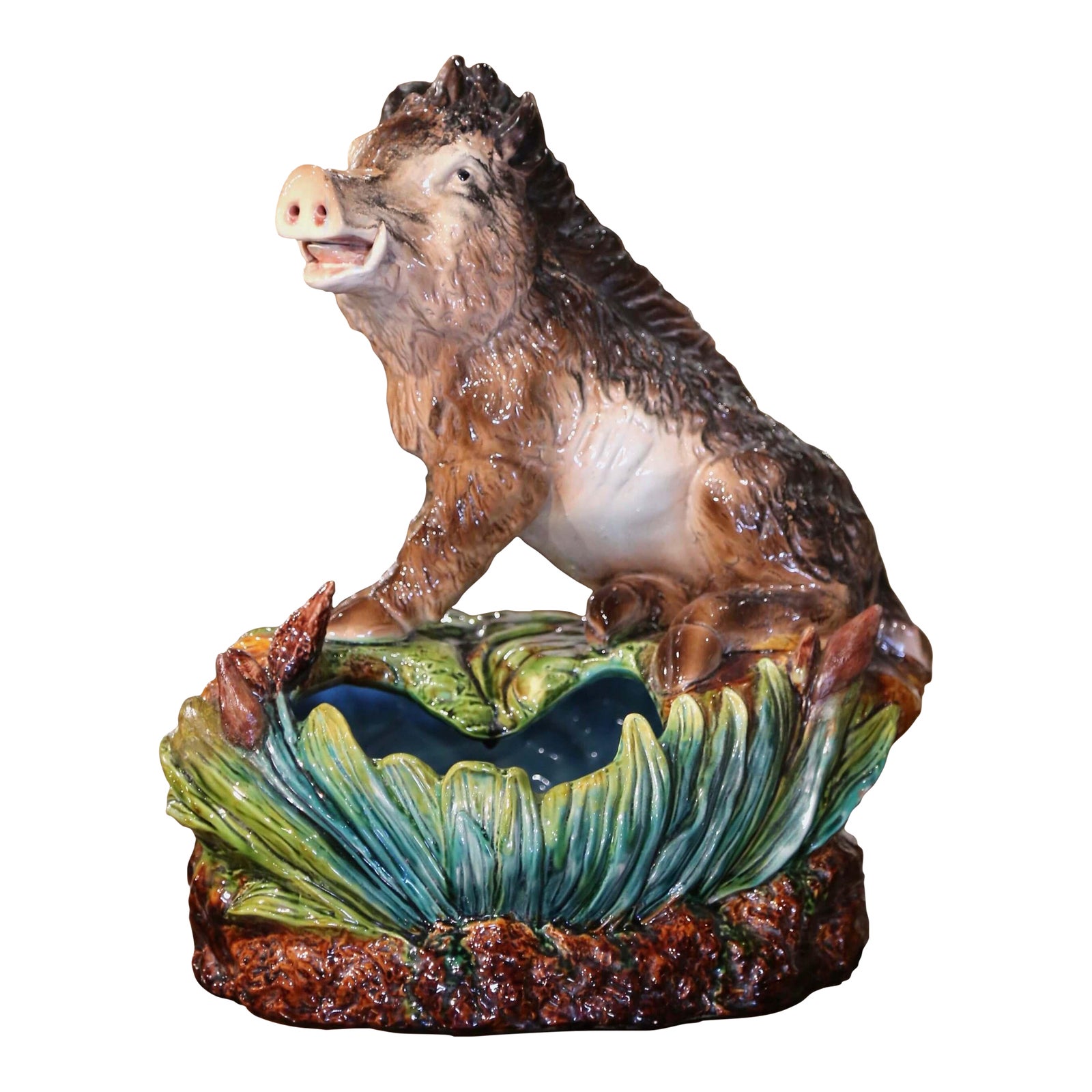 Early 20th Century French Painted Barbotine Planter Composition With ...