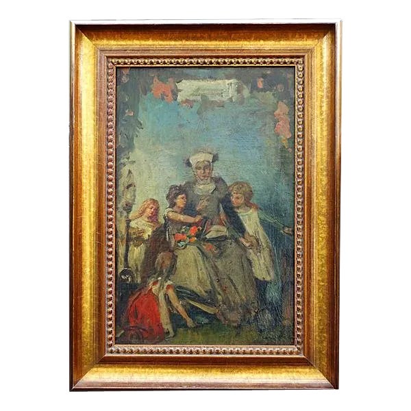 Mid 19th Century Vintage Oil Painting by Carl Hoff | Chairish