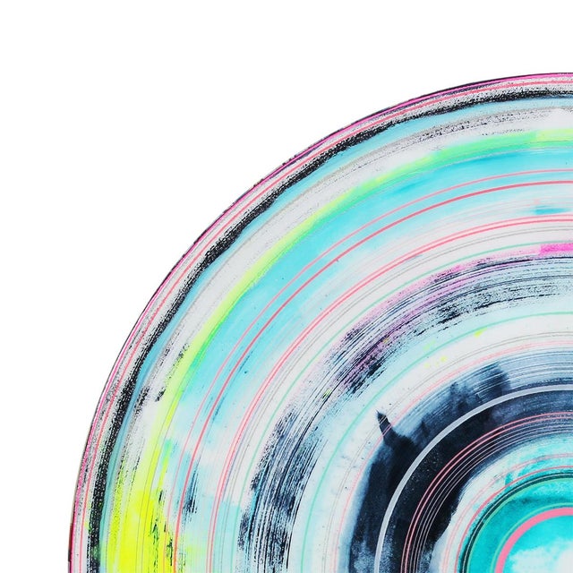 2022 "Space Cowboy Ii" Neon Teal, Pink, Teal, and Dark Blue Op Art ...