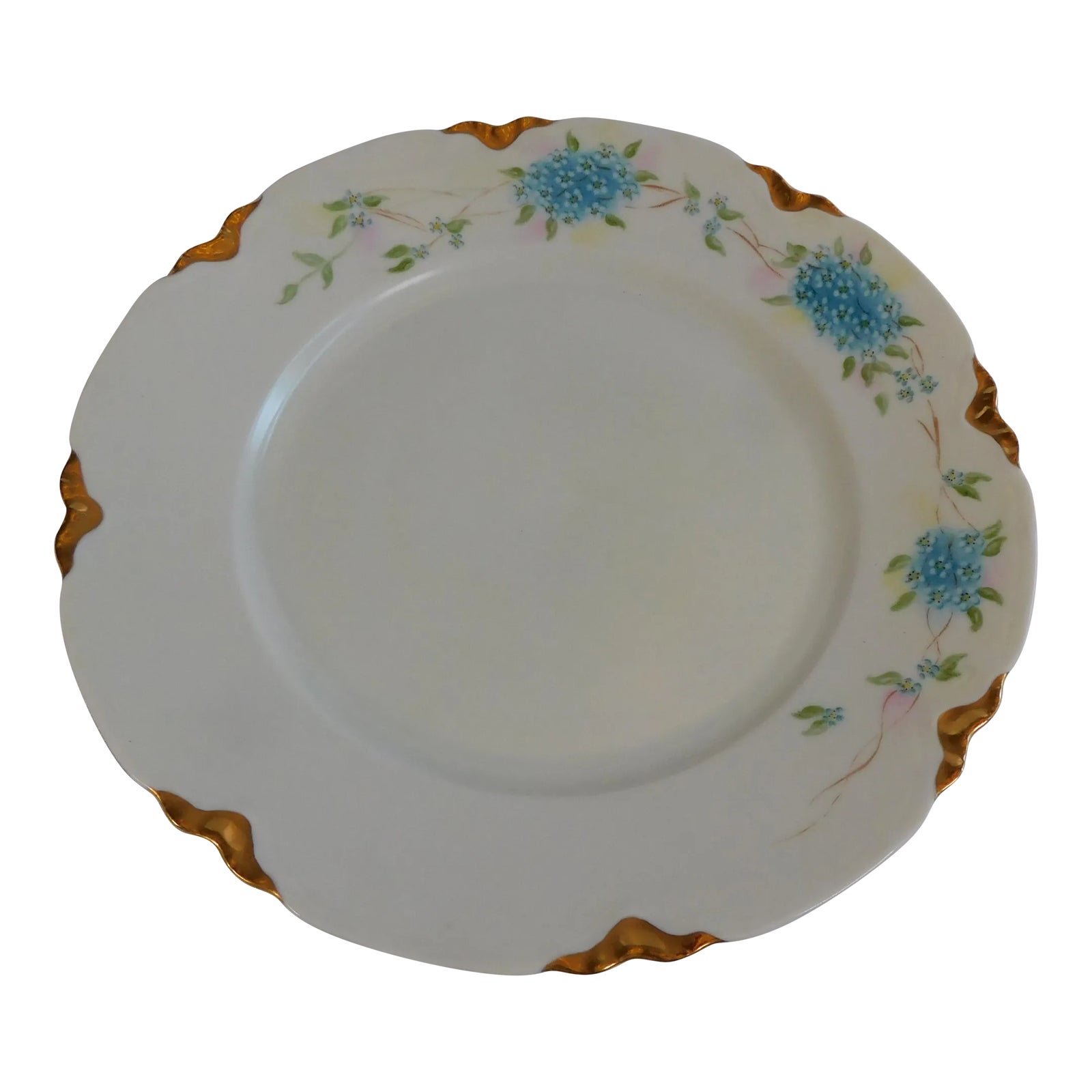 1950s Thomas White Dinner Plate With Blue Flowers | Chairish