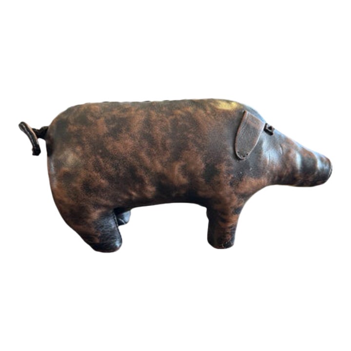 Vintage Small Leather Pig by Valenti | Chairish