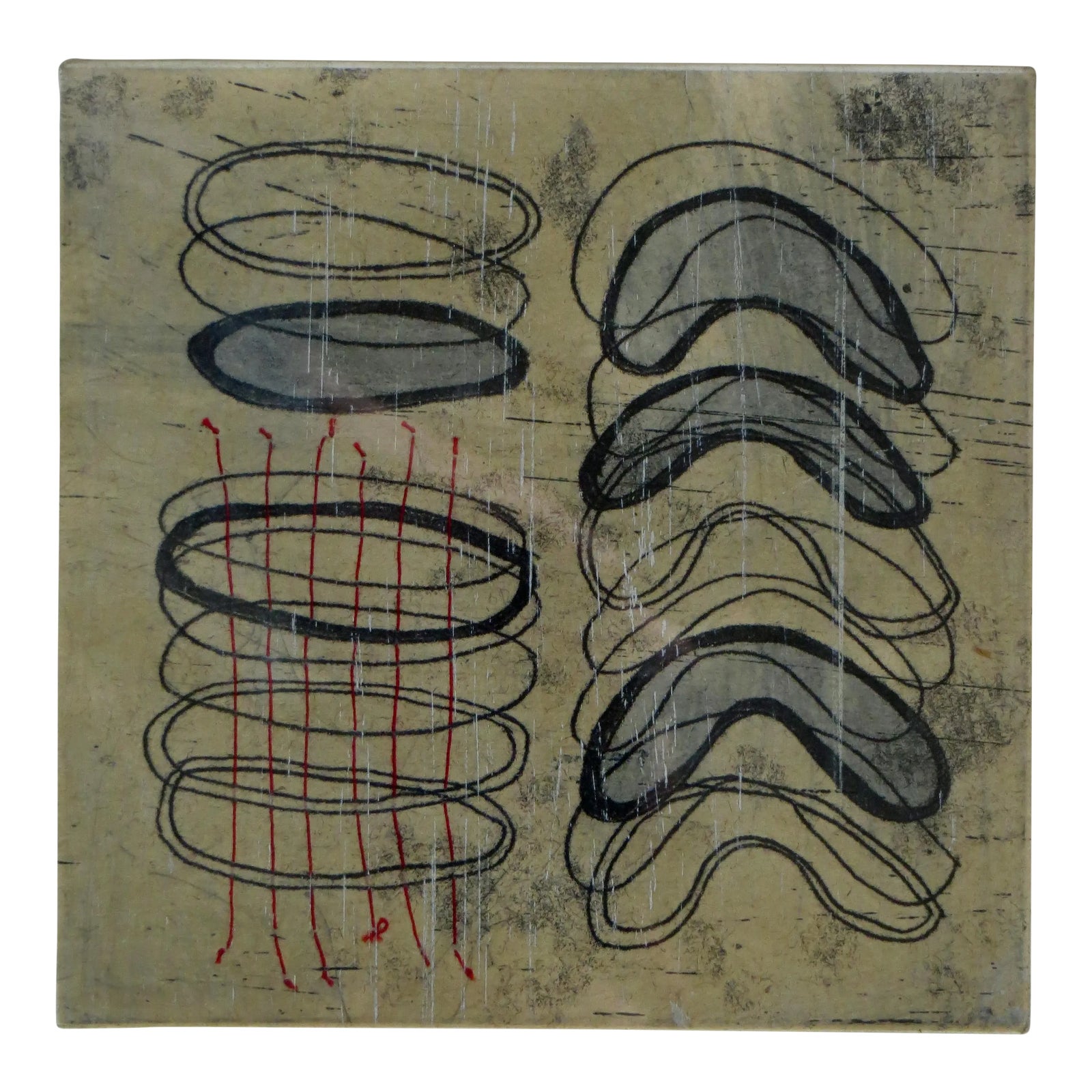 Contemporary Sarah Smelser Monotype With Chine Colle - Layers of Each ...