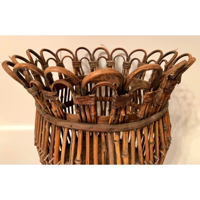 Vintage French Boho Chic Bamboo Planter | Chairish