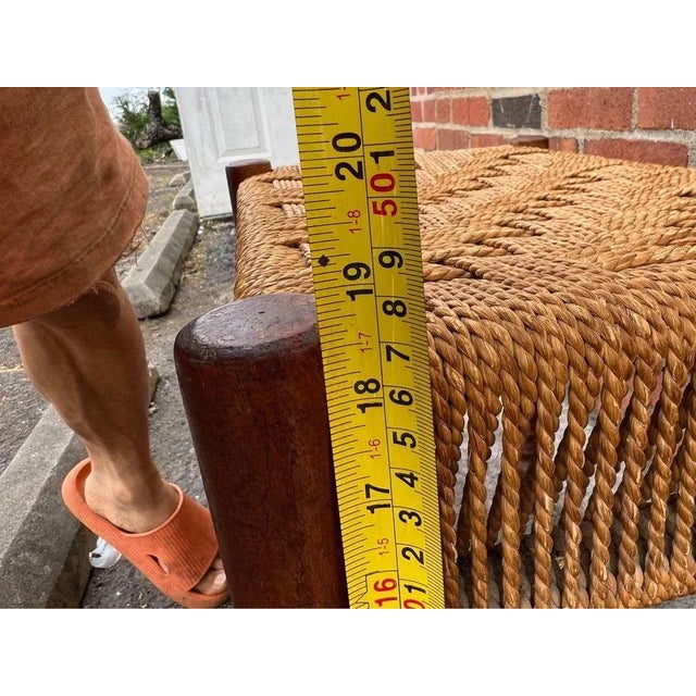Late 20th Century Rope Seat Turned Leg Footstool or Ottoman | Chairish