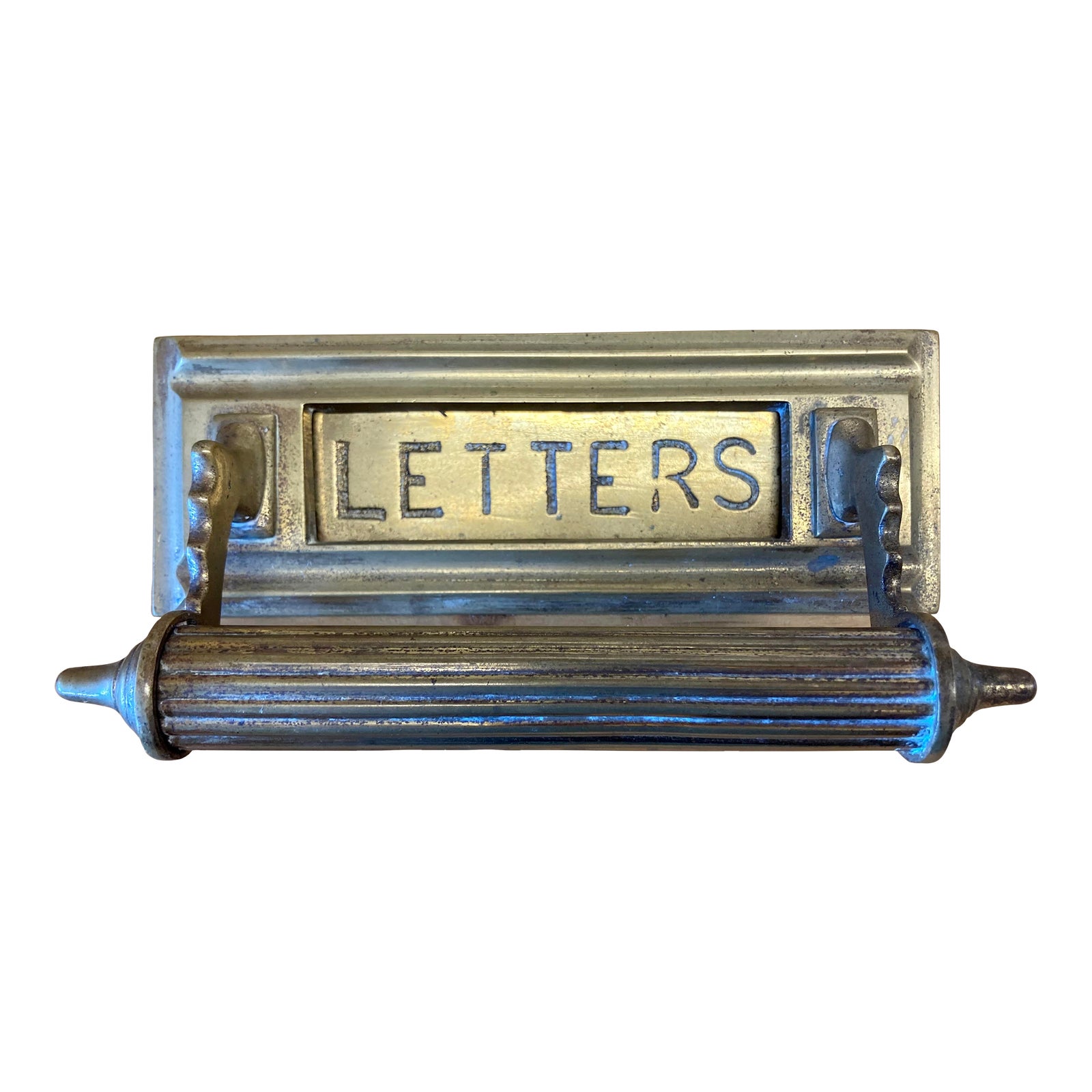 Early 20th Century English Brass Letter Slot Door Handle | Chairish