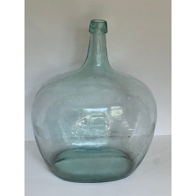 Vintage Light Blue Glass Demijohn Oval Shaped Bottle | Chairish