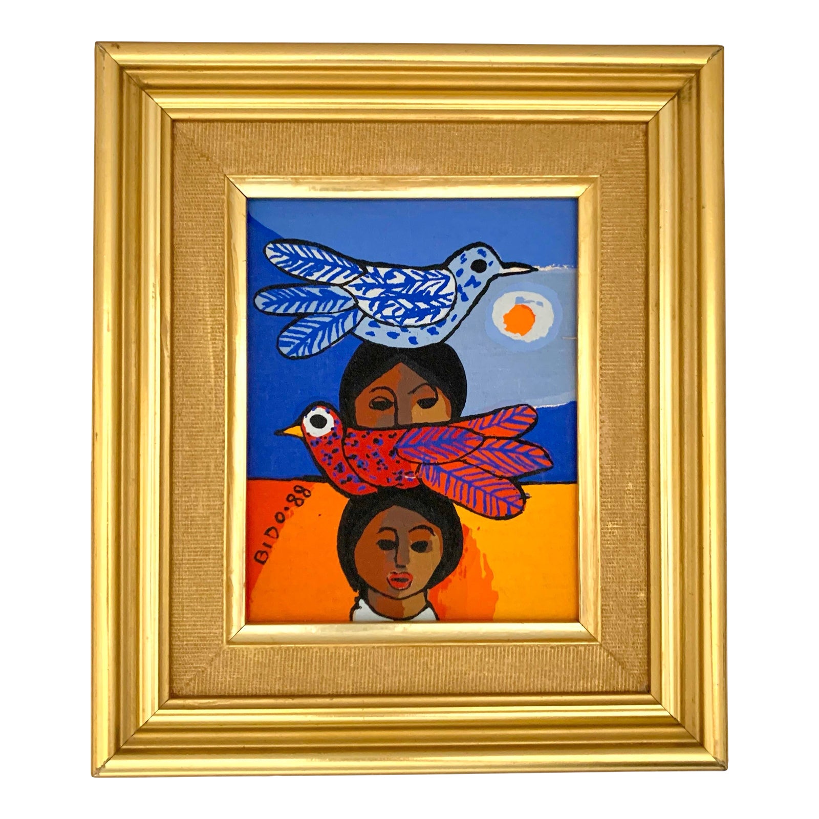 1980s Vintage Candido Bido Painting “Holubice” the Dove Original Oil on ...