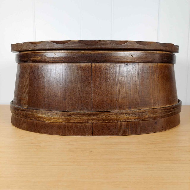 Late 20th Century Vintage Wooden Hand Painted Barrel Box | Chairish