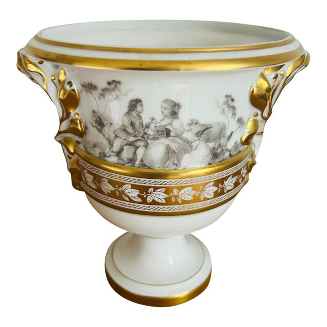 Vintage Royale Limoges Gold & White Porcelain Urn Pedestal Planter ...