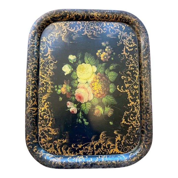 Late 19th Century French Antique Toile Tray | Chairish