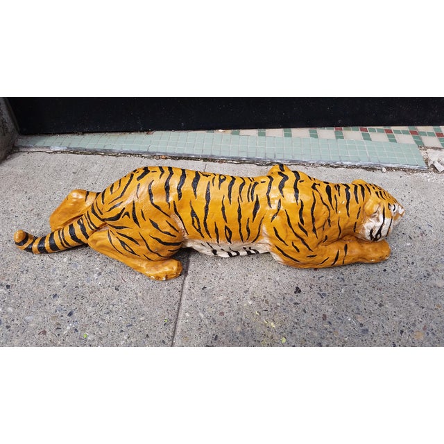 1960s Figurative Plaster Stalking Tiger Figurine | Chairish