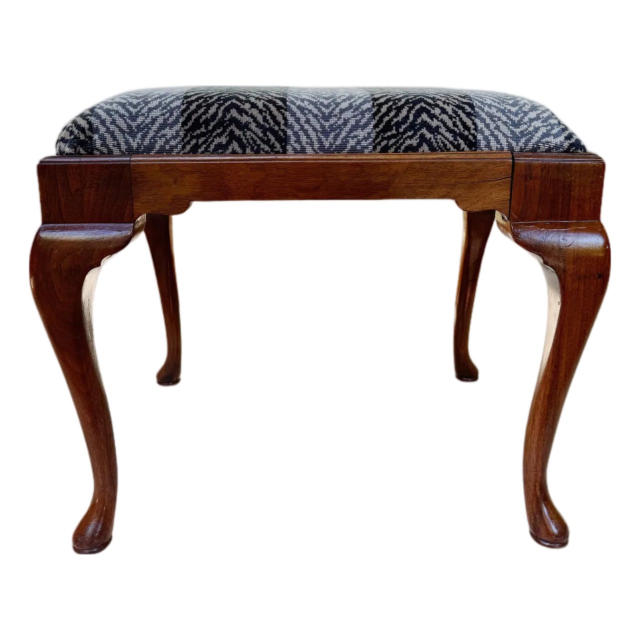 1930s Upholstered Queen Anne Bench | Chairish