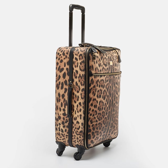 Dolce & Gabbana Brown Leopard Print Coated Canvas Large Trolley | Chairish