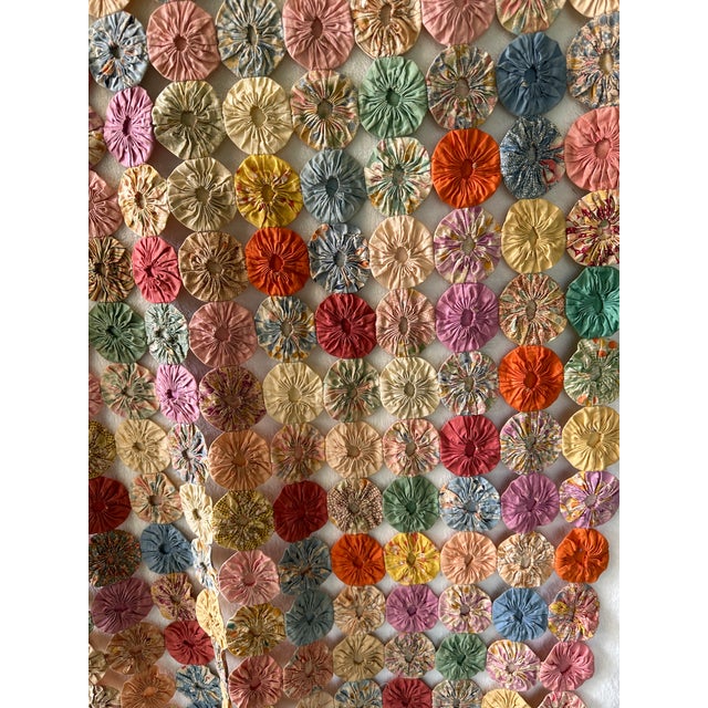Vintage 1960s Handmade YoYo Bed Covering | Chairish