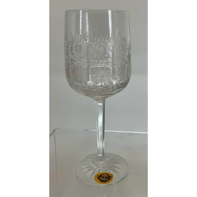 Set of 6 Vintage Bohemian Hand Cut Crystal Wine Glasses | Chairish