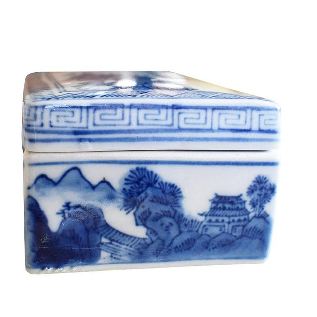 Chinoiserie Blue and White Divided Ceramic Decorative Box With Lid ...