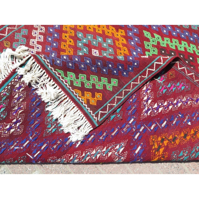 Mid 20th Century 60s Bright Colors Turkish Embroidered Boho Kilim Area ...