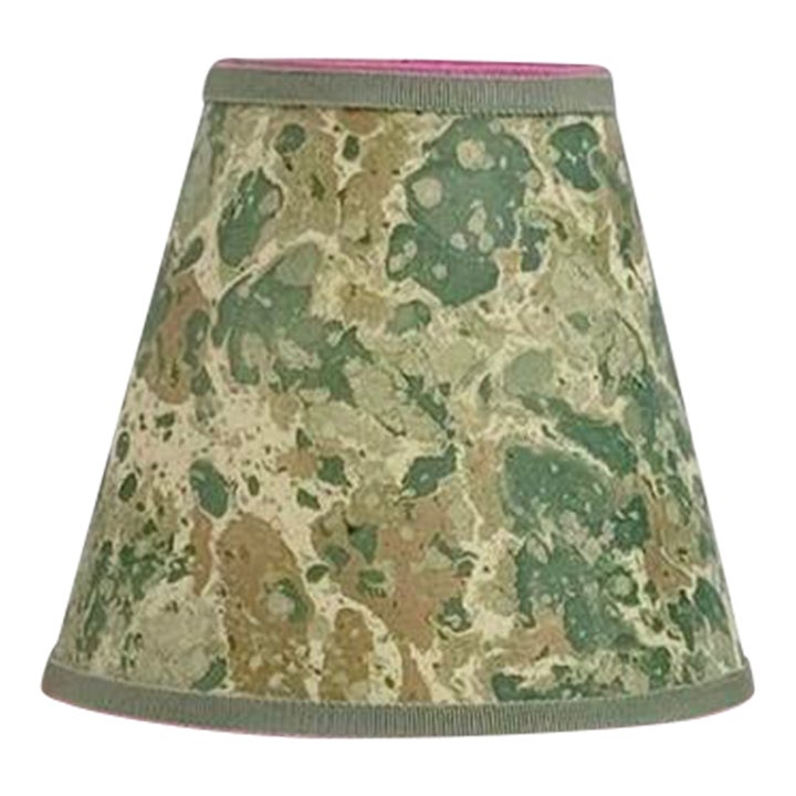 Green and Gold Marbled Paper Chandelier Shade - 3”x4”x4” | Chairish