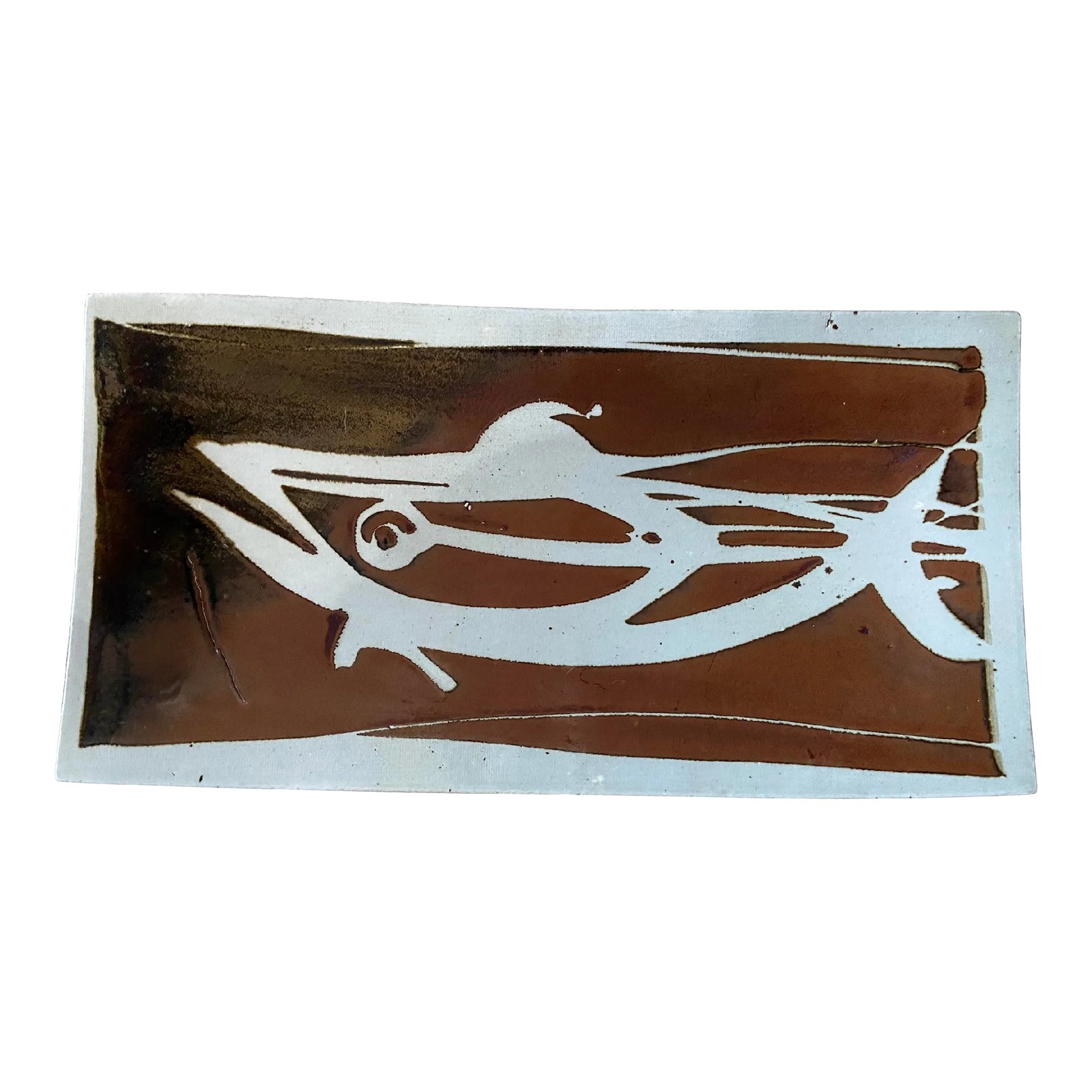 Mid Century Eric Norstad Signed Pottery Fish Platter Tray Painting ...