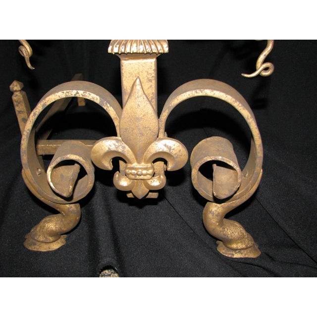 Wrought Iron and Bronze Baroque Style Andirons - a Pair | Chairish