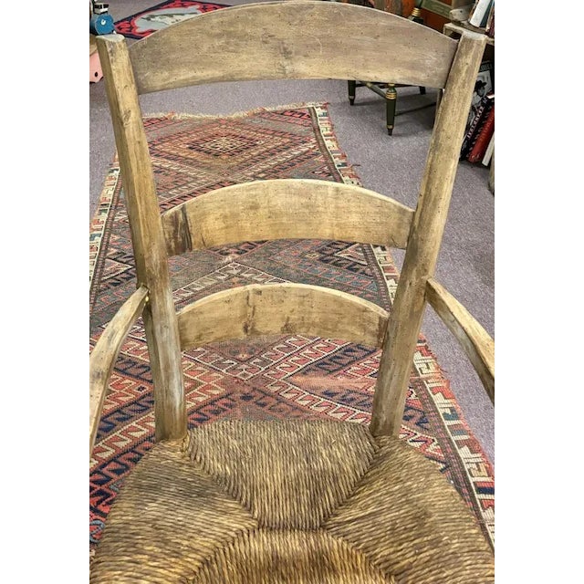 Antique French Country Rush Seat Arm Chair | Chairish