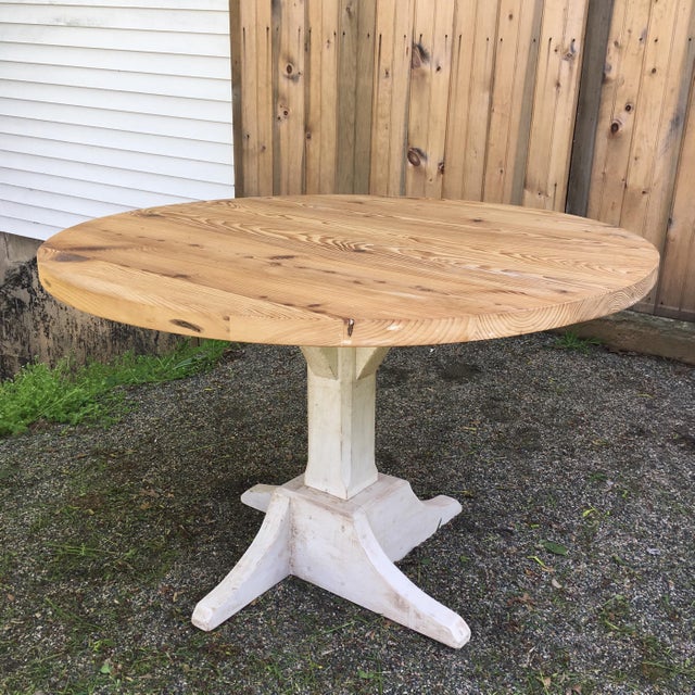 Distressed Round Barnwood Table | Chairish