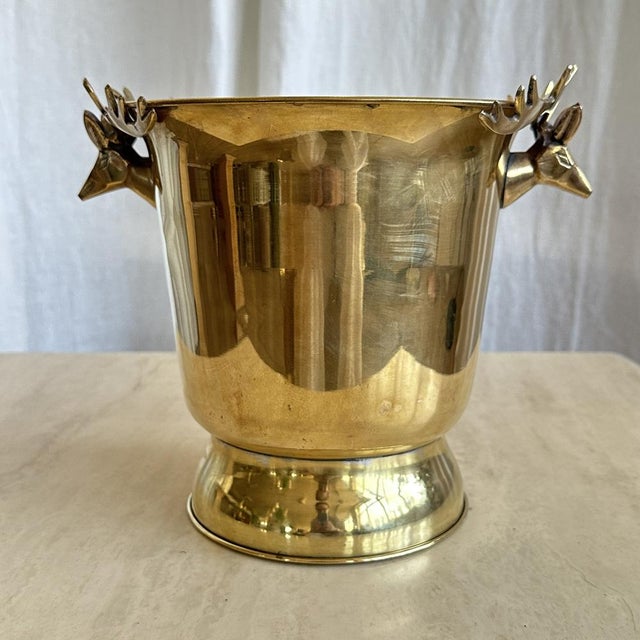 Mid-Century Brass Ice Buckets with Deer Sculpted Handles, 1960s | Chairish