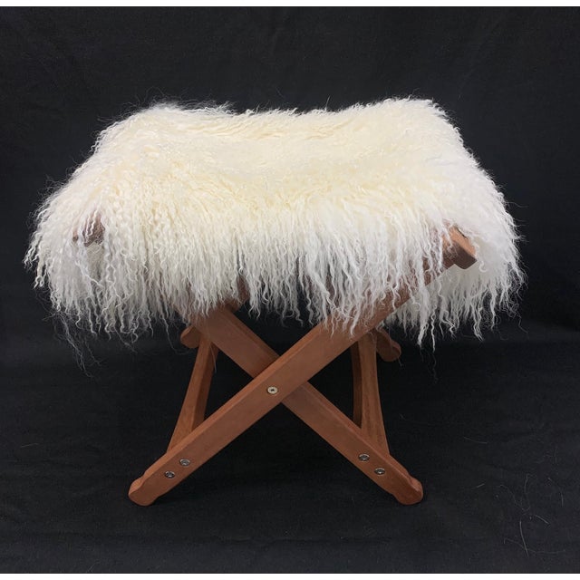 Mongolian Shearling Foldable Stool by Tasha Tarno | Chairish