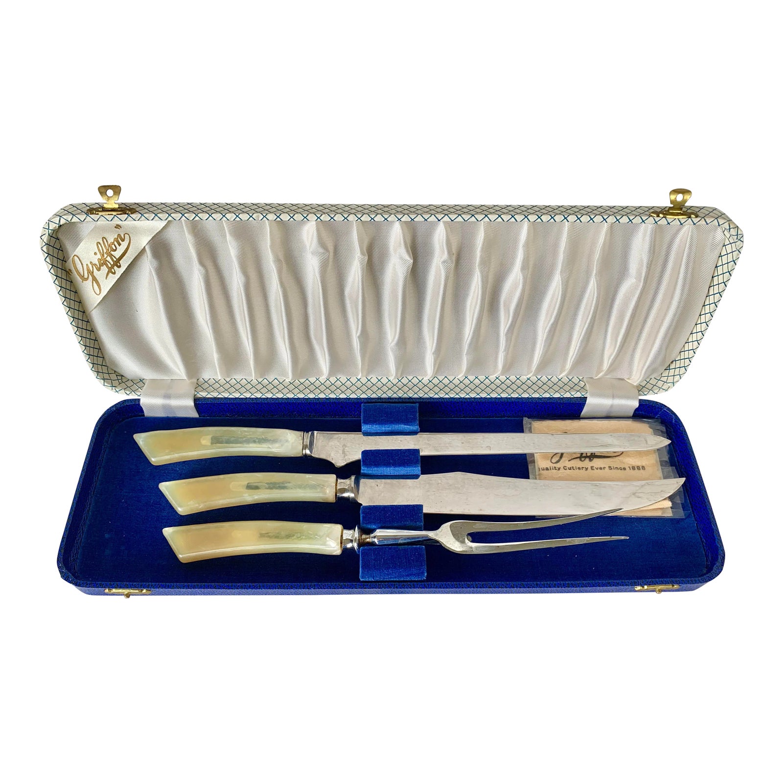 Vintage Griffon Carving Knife Set With Pearlized Handles | Chairish