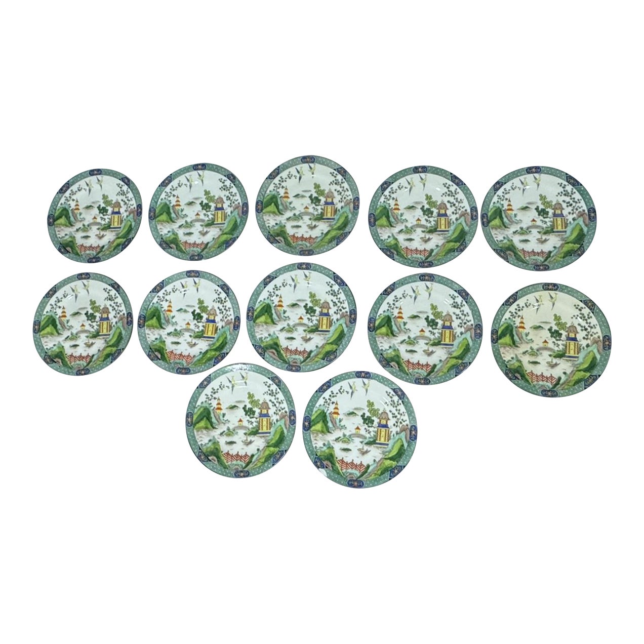 Early 20th Century Ye Olde Willow Luncheon Plates- Set of 12 | Chairish