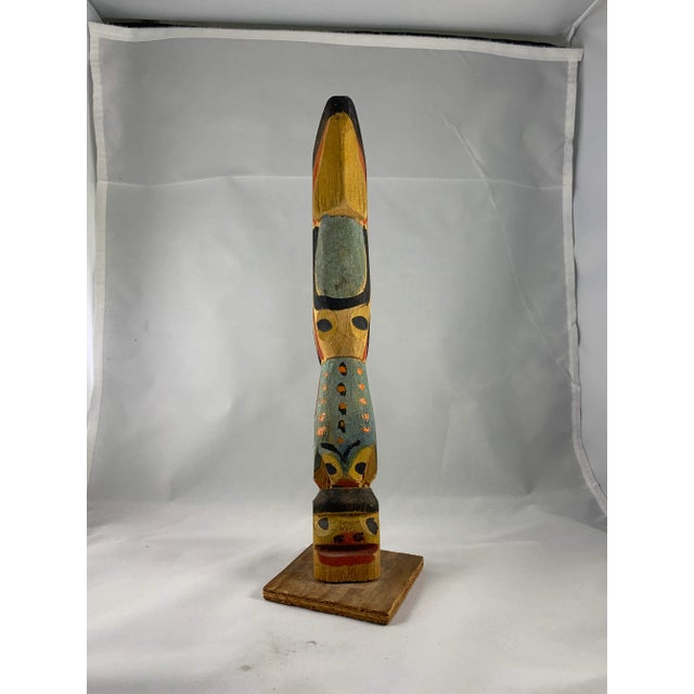 Native North American Miniature Hand Carved and Painted Cedar Totem ...