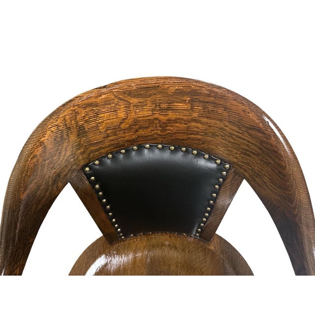 Antique Quarter Sawn Oak Banker’s Chair With New Leather Upholstery ...
