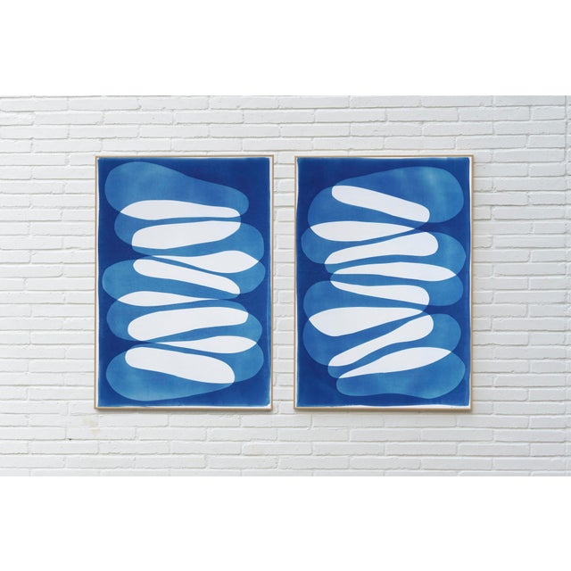 2025, Better Together, Post Minimalist Cyanotype Monotype Diptych ...