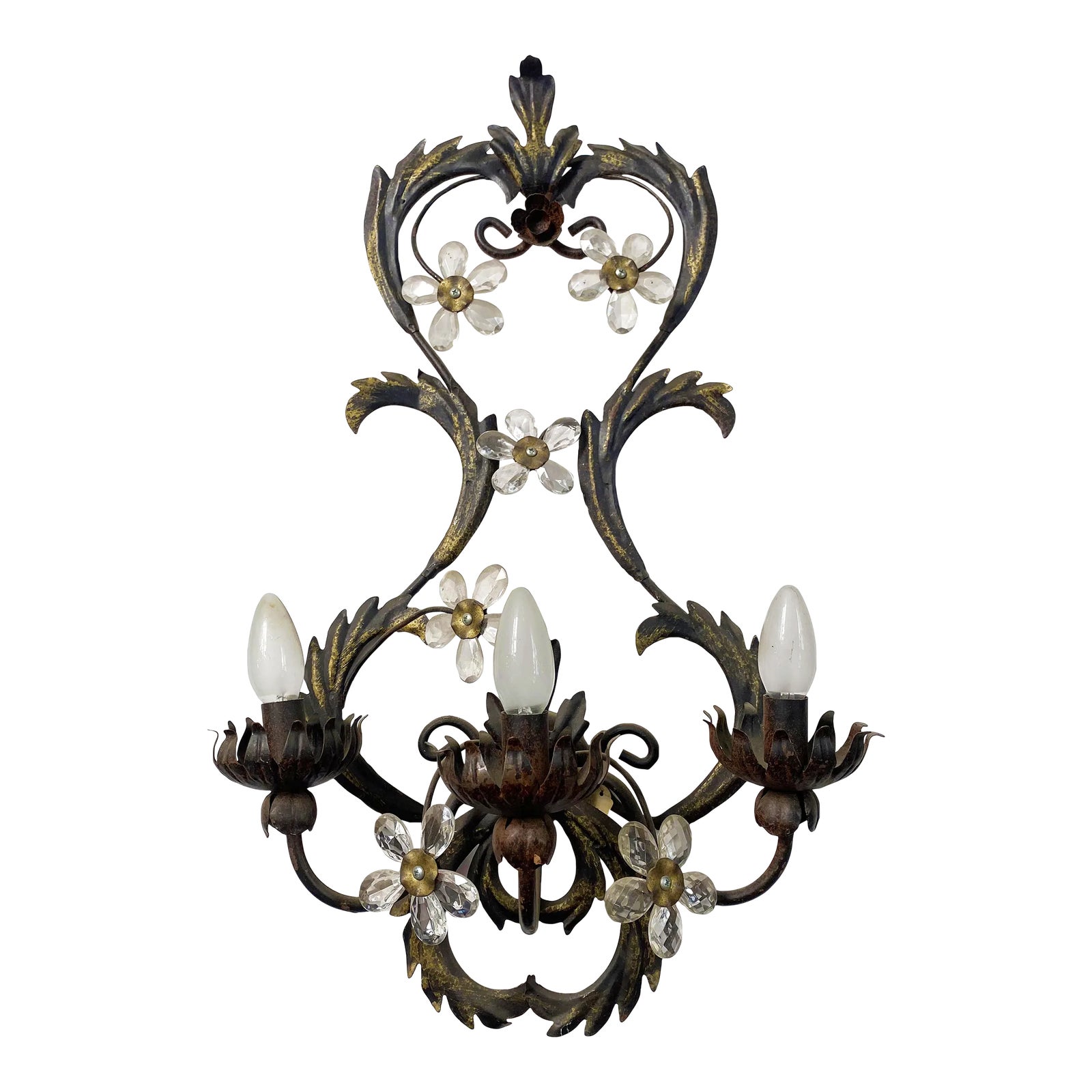 Contemporary Brunito and Rush Florentine Wrought Iron Wall Lamp With ...