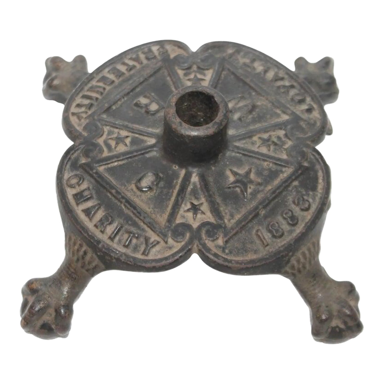 Dated 1883 Masonic Flag Holder in Iron | Chairish
