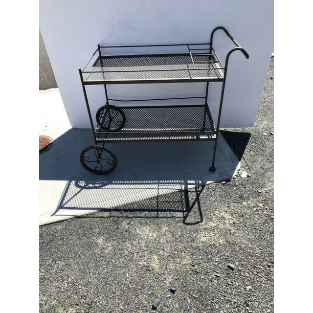 Vintage Woodard Patio Painted Iron Bar Cart | Chairish
