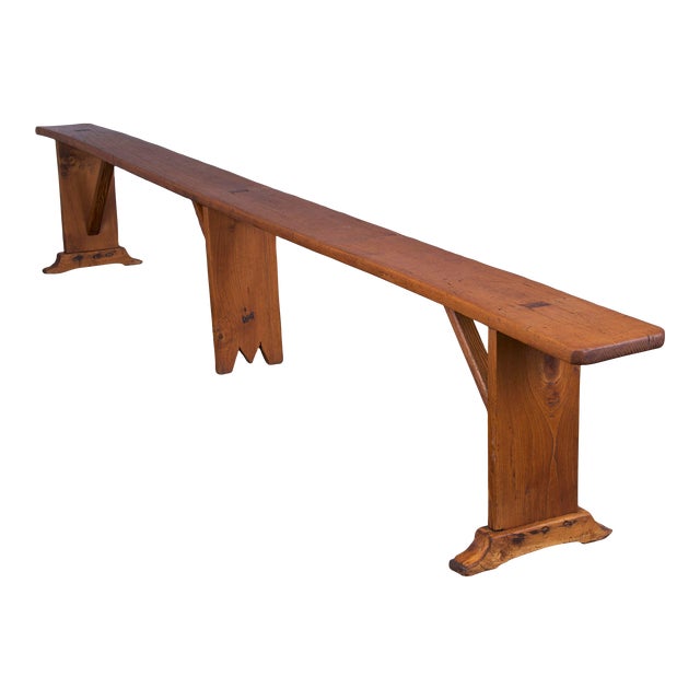 19th Century Country French Farmhouse Mixed Wood Harvest Bench | Chairish
