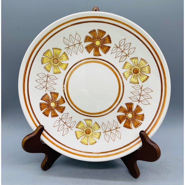 1970s Mixed Set of 8 Floral Stoneware Dinner Plates | Chairish