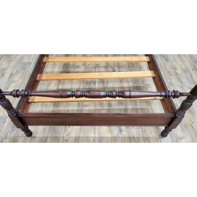 Vintage Full Size Colonial Style Low Four Poster Bed | Chairish
