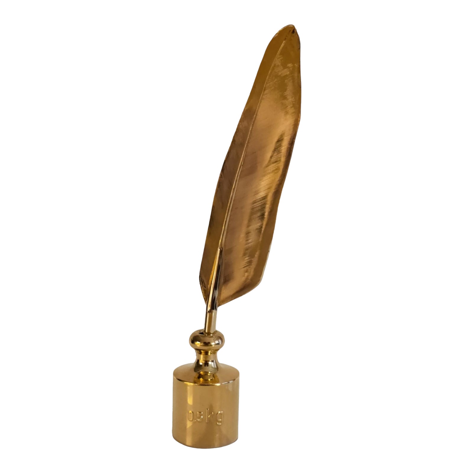 Vintage Gilt Gold Solid Brass Quill Pen and Inkwell Set | Chairish